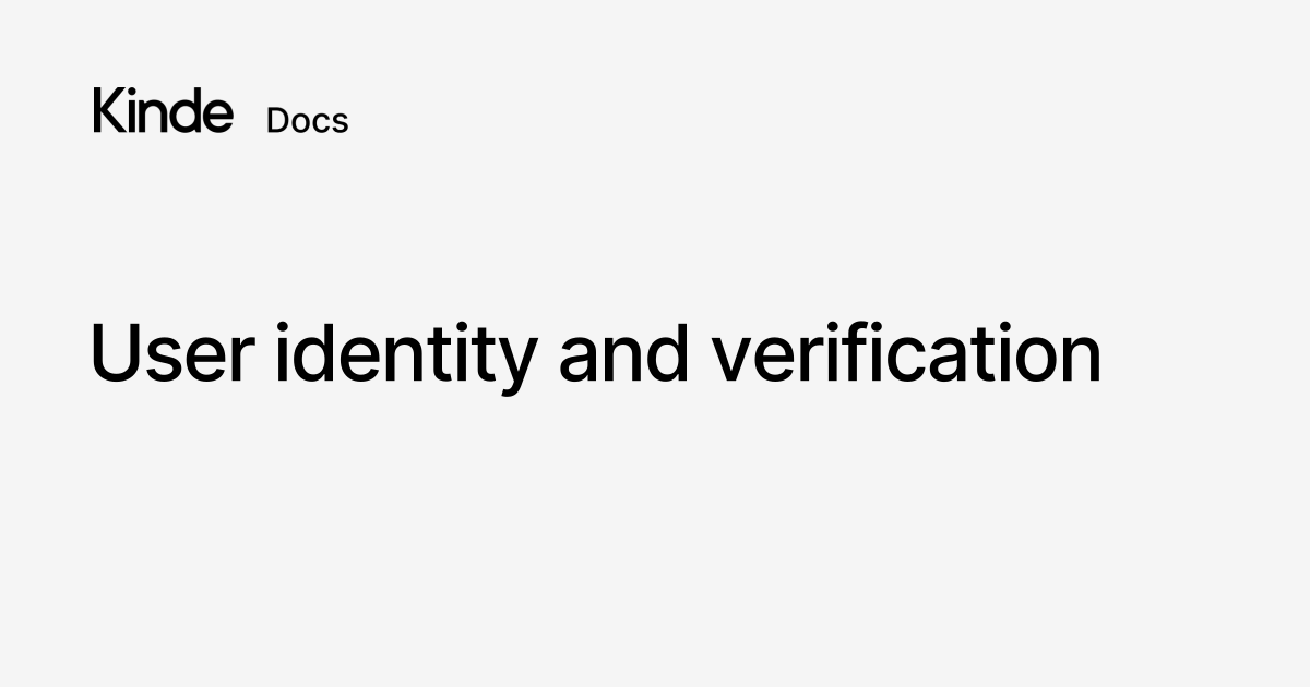 User Identity And Verification Kinde Docs