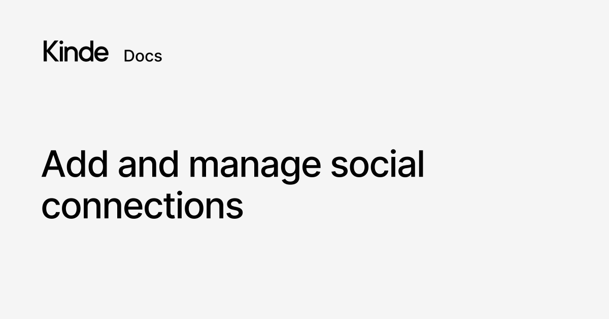 Add and manage social connections - Kinde docs