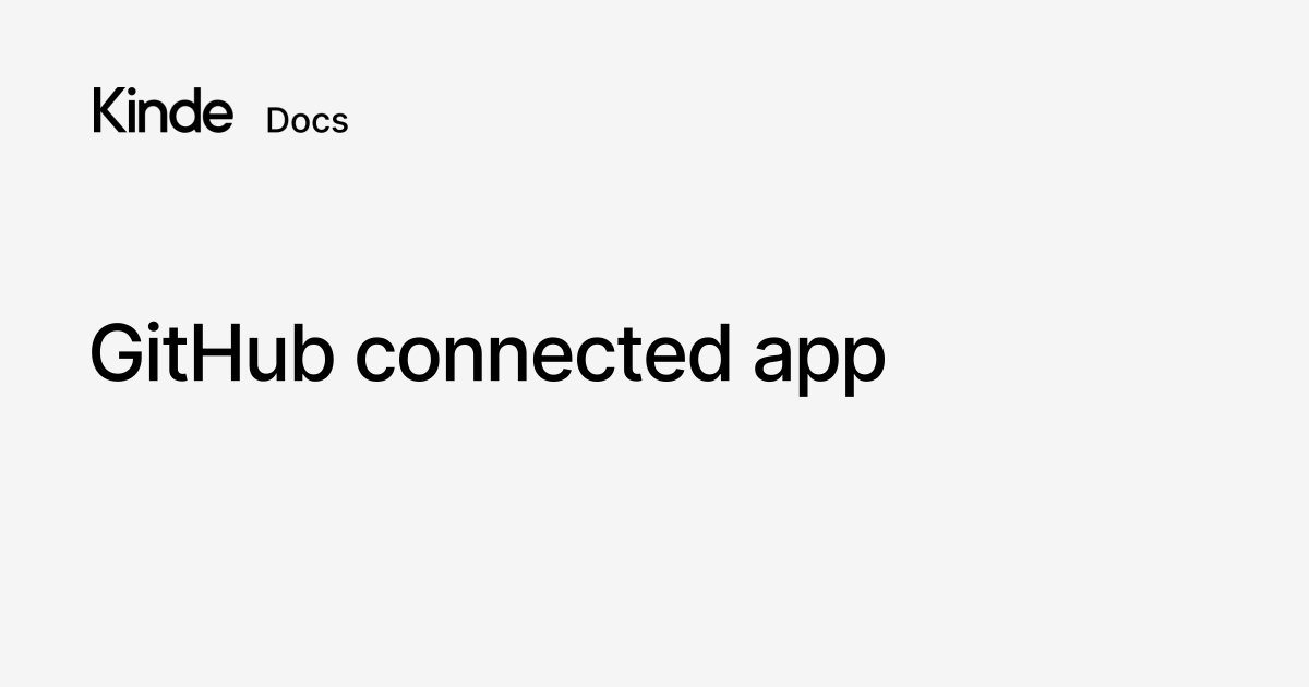 GitHub connected app - Kinde docs