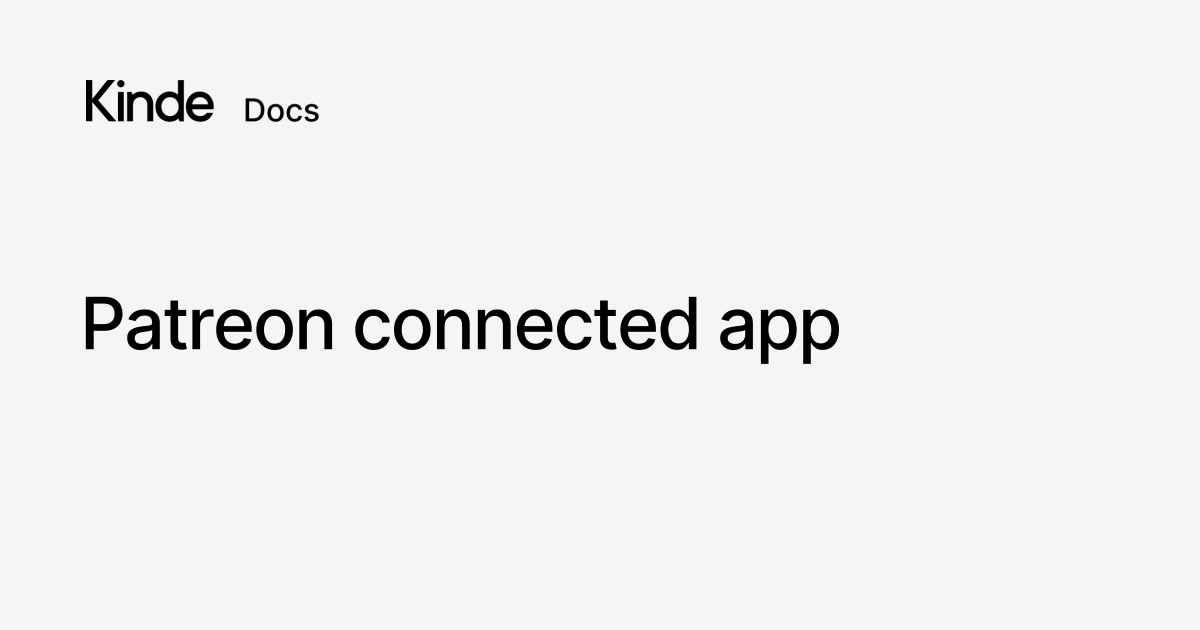 Patreon connected app - Kinde docs