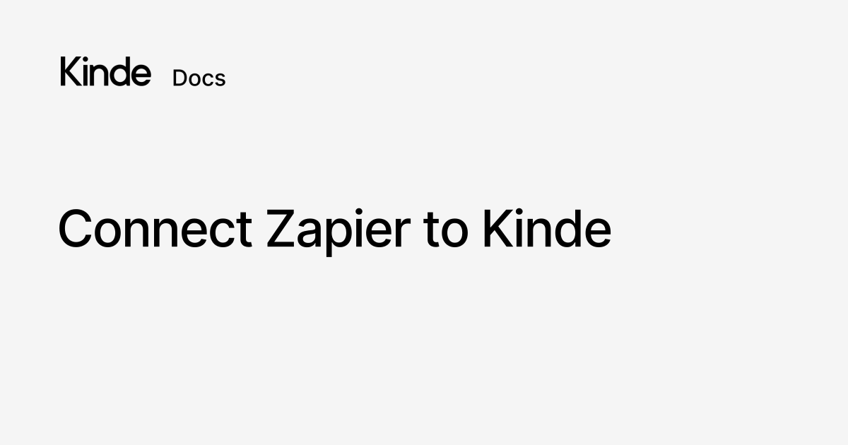 Connect Zapier to Kinde - Kinde docs