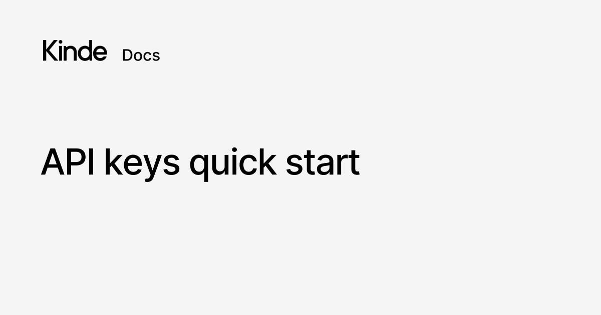 API keys quick start - Kinde docs