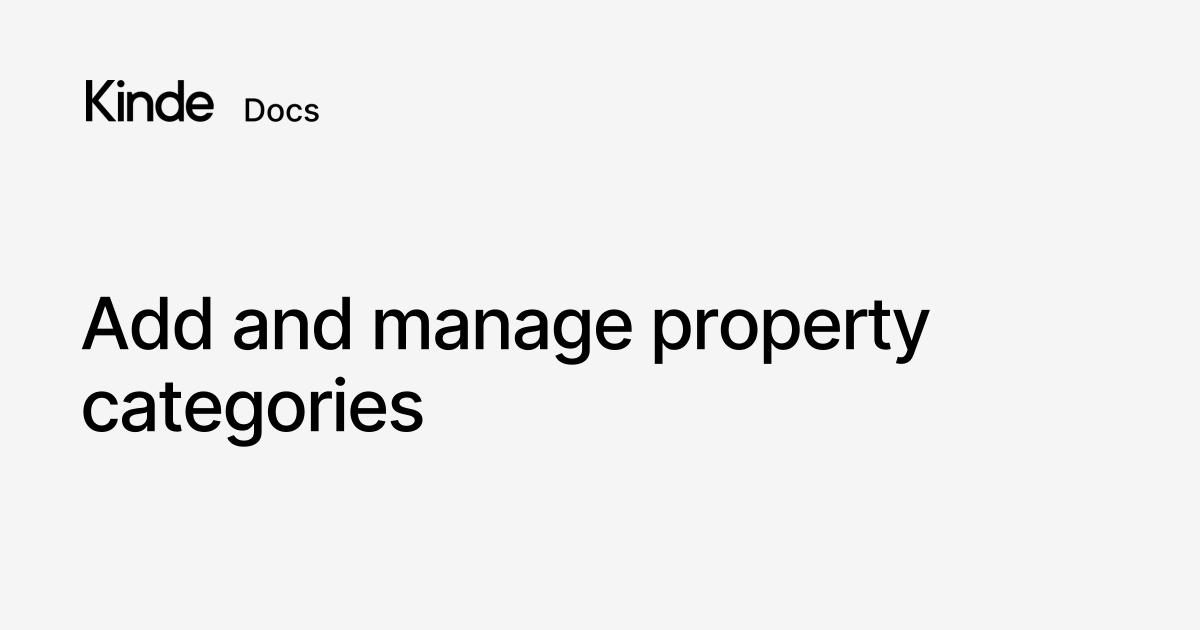 Add and manage property categories - Kinde docs
